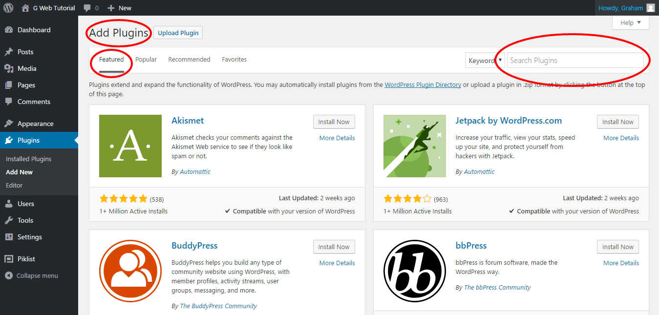 Web Design Tutorials by G Web Design | Installing WordPress Plugins